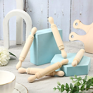 20 Pieces Mini Rolling Pin for Crafts 5.5 Inches Long Wooden Dough Roller Small Wooden Rolling Pins for Kids Children Home Kitchen Fondant Pastry Pizza Crafting Baking and Imaginative Play
