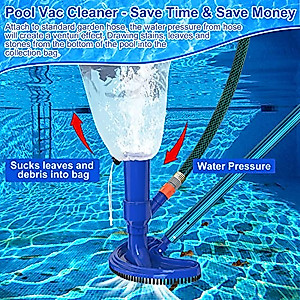 PooLuck Upgraded Portable Pool Vacuum Jet Underwater Cleaner W/Brush Bag Handheld Portable Pool Vacuum Swimming Pool Mini Jet Vacuum Pool Cleaner Pool Spa Jet Vac for Above Ground Pool Vacuum Head