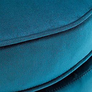 Container Furniture Direct Velvet Barrel Accent Chair with Scalloped Silhouette and Gold Metal Legs, Decorative Piece Suitable for Traditional, Modern, and Contemporary Spaces, Greenish Blue