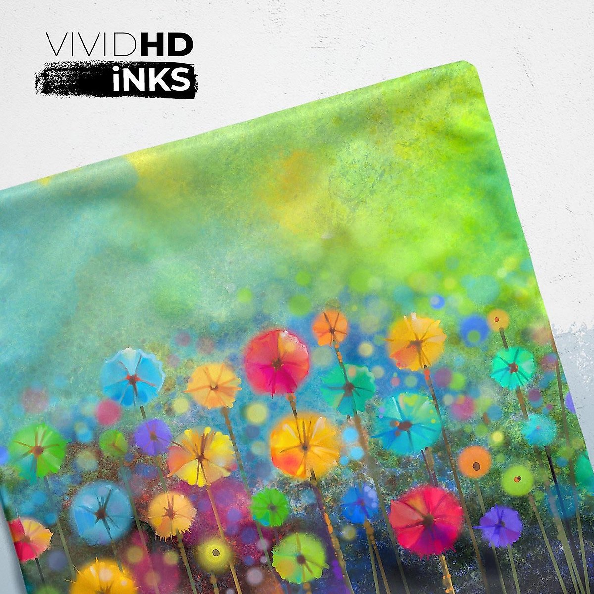 iiRov Summer Design Ink-Fuzed Decorative Throw Pillow - Abstract Flower Meadow