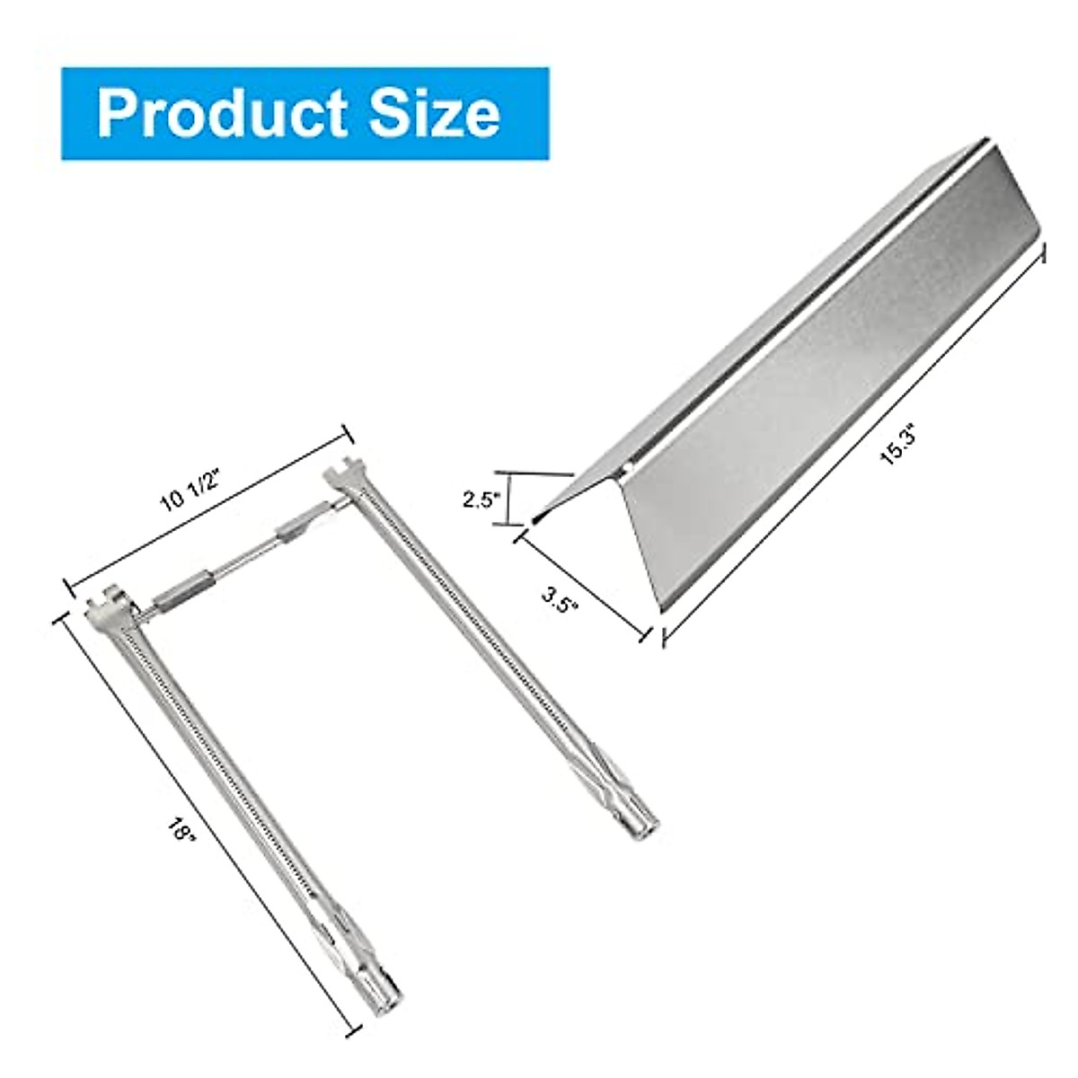 Derurizy Grill Replacement Part for Weber Spirit I & II 200 Series, Weber Spirit E-210, S-210, Spirit E-220, S-220, 7635 Flavorizer Bars and 69785 Grill Burner, Stainless Steel Rpair Kit Set
