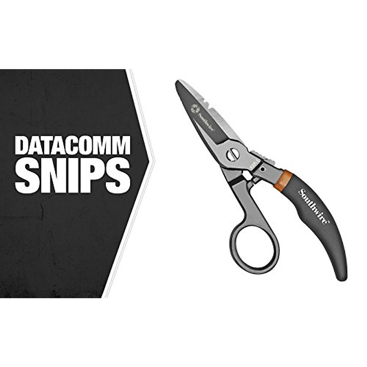 Southwire - ESP-1 Tools & Equipment ESP1 Electrician Scissors DataComm Snips, Durable Serrated Blade, Built in Notches, Precise Control, Textured Grip Handle for Added Comfort, Nickle Finished Plate