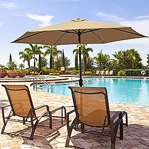 Brace Master 9ft Patio Umbrella Outdoor Umbrella Patio Table Umbrella with Push Button Tilt and Crank for Garden, Lawn, Deck, Backyard & Pool (Brown)