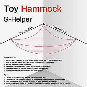 Stuffed Animal Hammock, G-Helper 70 inch Jumbo Toy Hammock Hanging Net for Stuffed Animals Corner Wall Toy Net for Kids Bedroom Pink