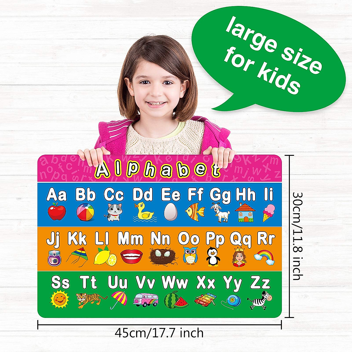 Patelai 4 Pcs Educational Preschool Placemat for Toddler and Kid, Non Slip Washable Reusable Learning Placemat for Nursery Homeschool Kindergarten Classroom Supplies(Alphabet, Shape, Color, Number)