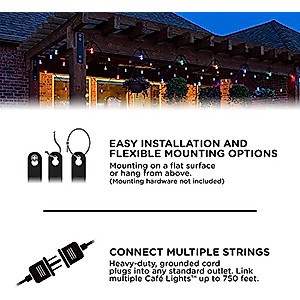 DGO 48FT Outdoor Patio Lights, RGB Cafe String Lights with 15 E26 S14 Shatterproof Edison Bulbs, Commercial Grade Dimmable String Lights for Bistro Backyard Garden, Remote Controllers