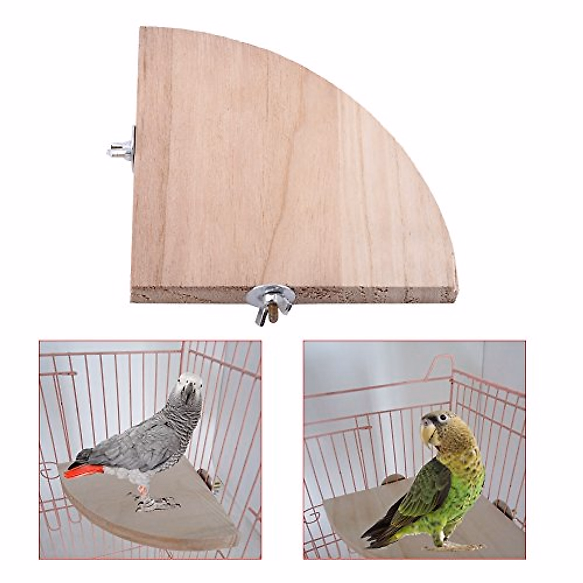 (Pack of 2) Bird Platform Wooden Fan Shape Bird Cage Perch Natural Parrot Stand for Small Animals Parrot Parakeet Cockatiel Budgie Gerbil Rat5.1X5.1 Inch