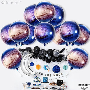 KatchOn, Galaxy Balloons for Galaxy Decorations - 22 Inch, Pack of 12 | Space Balloons for Galaxy Birthday Party Decorations, Space Decorations | Planet Balloons, Two The Moon Birthday Decorations