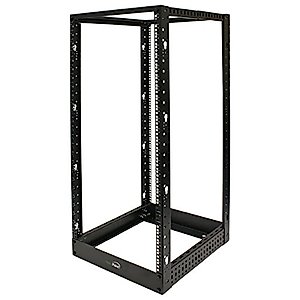 NavePoint 25U Professional 4-Post IT Open Frame Server Network Relay Rack 4.5 Feet Tall Black