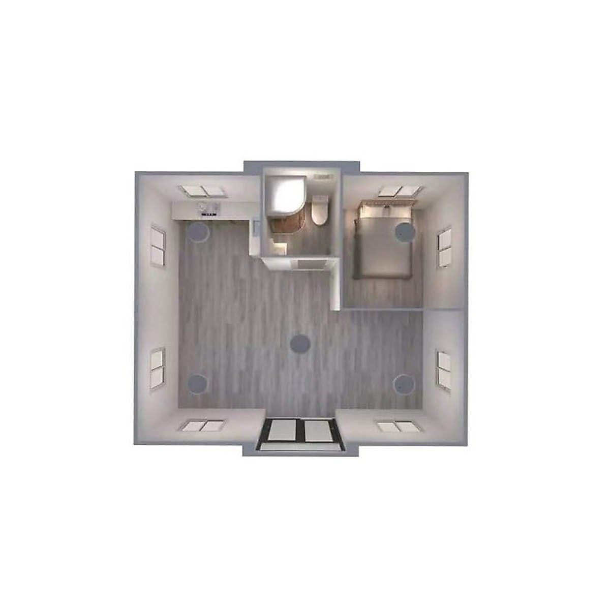 Generic House-Ports Expandable and Prefabricated Container House 15FTx20FT Home Kit with Windows and Doors for Living/Office/Garage/Extra Space/Hotels, Brown on Black