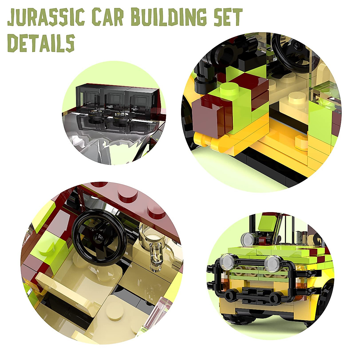 Tenhorses Jurassic Car Building Set, Dinosaur World Off-Road Vehicle Jurassic Movie Brick Toys (309 Pcs), Creative Gifts for Boy or Girs Kids Age 6+.