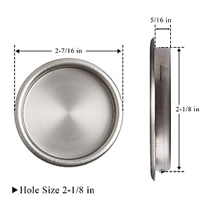 4PCS Closet Door Finger Pull - Satin Nickel, 2-1/8' Easy Snap-in Circular Sliver Pulls, No Nails Needed, Perfect for Cabinet, Pocket, Sliding, Bi-Pass Door