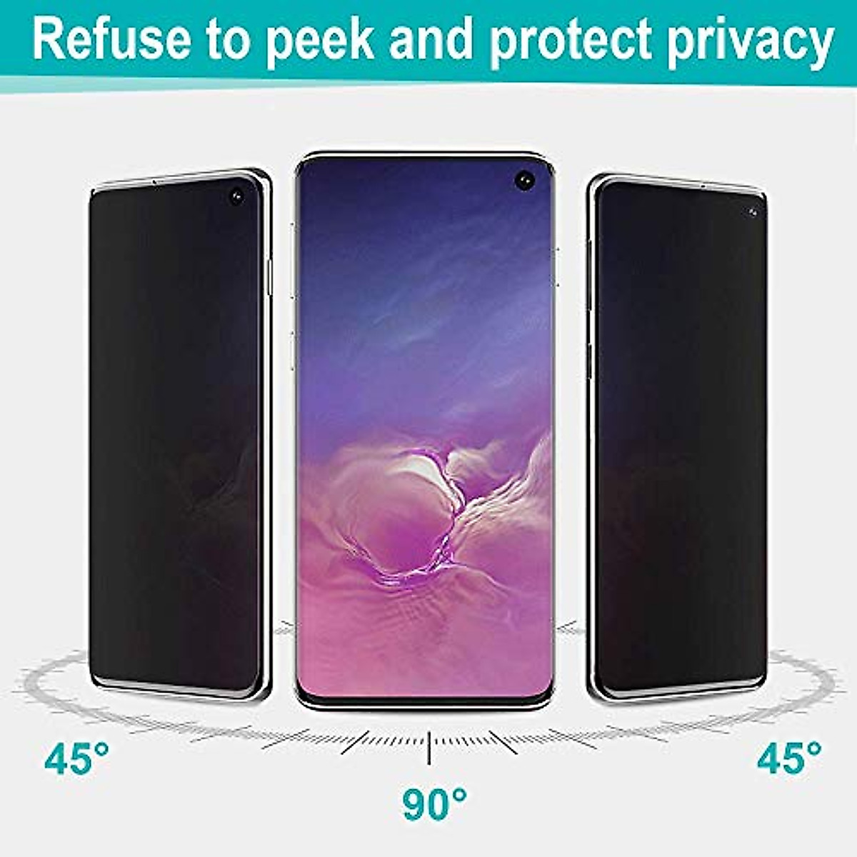 [2 Pack] YWXTW Galaxy S10 Plus Privacy Screen Protector, Tempered Glass Anti-Spy 9H Hardness Black Film for Samsung Galaxy S10 Plus, 3D Touch Anti-Peek Anti-Scratch Bubble Free Easy Install