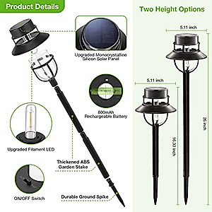 BUCASA Solar Pathway Lights Outdoor 6 Pack, Super Bright Solar Outdoor Lights, Up to 12H IP67 Waterproof Solar Landscape Path Lights Solar Powered Garden Lights for Walkway Driveway Yard Patio Lawn