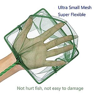 Laojbaba Aquarium Fishing Net Fish Tank Net Green Fine Mesh Net with Plastic Handle 6 Inch