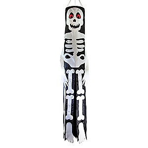In the Breeze 5022 Buddy Windsock-Hanging Halloween Decoration, 60 Inches, Bones Skeleton