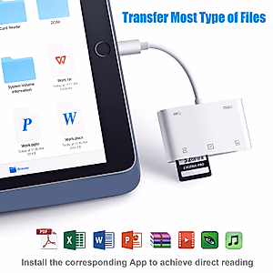 DenicMic SD CF Card Reader for iPhone iPad, SD CF Card Reader Compact Flash Reader Camera Memory Card Reader with Charging Port Camera Accessories Compatible to SD, SDHC, SDXC, TF Cards