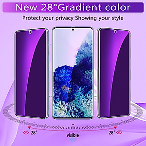 Lesakit 2 Pack Anti-Blue Light Privacy Screen Protector for Galaxy S20 [Not Glass], [Support Fingerprint ID] Anti Spy TPU Flexible Film for Samsung Galaxy S20 6.2 inch - Purple