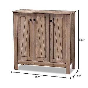 Baxton Studio Derek Shoe Cabinets, One Size, Natural Oak