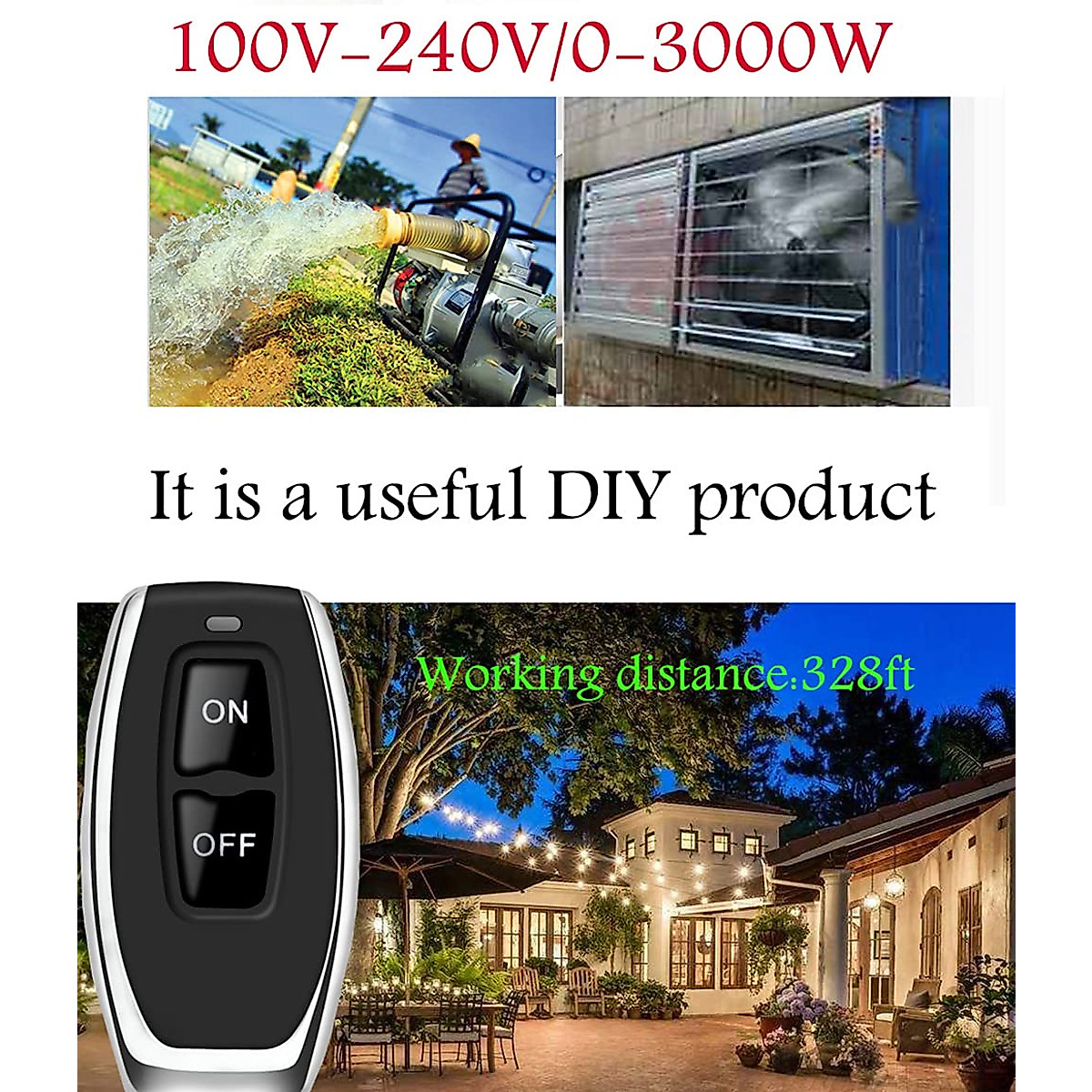 YETOR Wireless Lights Switch kit,AC120V/110V/ /40A Relay Long Range Remote Control Switch for Pump, Lights,Household Appliances, Garage Door, and Electrical Equipment