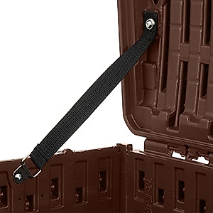 Plastic Development Group Multipurpose 73 Gallon Resin Outdoor Backyard Patio Storage Deck Box Container with Soft Close Lid, Java Brown