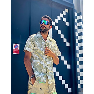 COOFANDY Men Linen Aloha Shirts Button Up Lightweight Beach Wear Wedding T Shirts