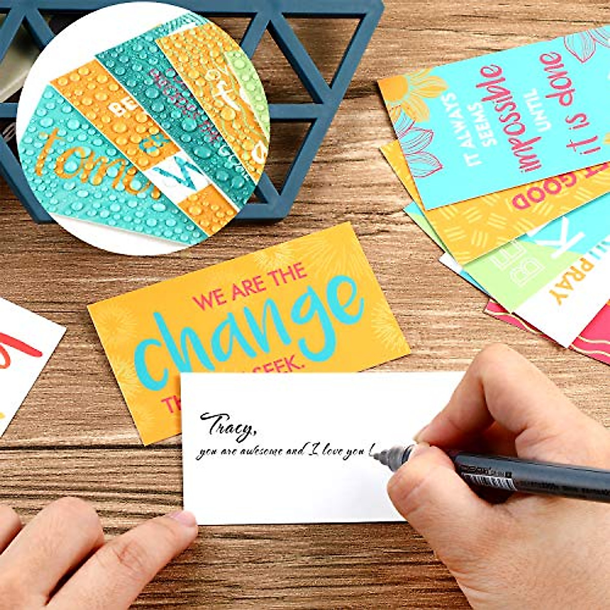 Outus 90 Pieces Motivational Cards Inspirational Cards Positive Cards Kindness Cards Encouragement Cards Motivational Quote Cards Appreciation Mini Note Cards in Business Card Size and Blank Back