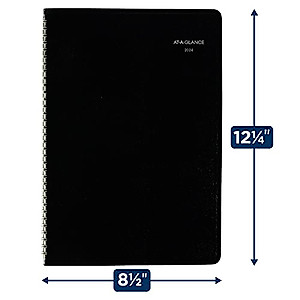 AT-A-GLANCE 2024 Monthly Planner, 8" x 12", Large, DayMinder, Black (G4700024)
