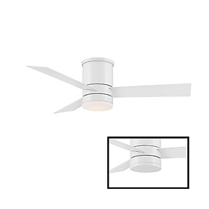 Axis Smart Indoor and Outdoor 3-Blade Flush Mount Ceiling Fan 44in Matte White with 3000K LED Light Kit and Remote Control works with Alexa, Google Assistant, Samsung Things, and iOS or Android App