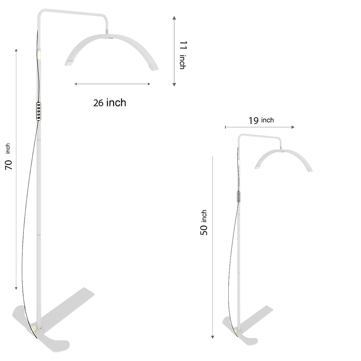 Hi_friend Eyelash LED Floor Light, Half Moon Lamp for Lash Extension, Lighting for Beauty, Skincare, Lashes, Eyebrows, Filming Content Creation (White)