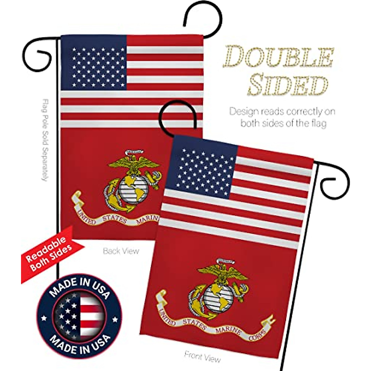 Americana Home & Garden US Marine Corps Garden Flag Armed Forces USMC Semper Fi United State American Military Veteran Retire Official House Decoration Banner Small Yard Gift Double-Sided, Made In USA