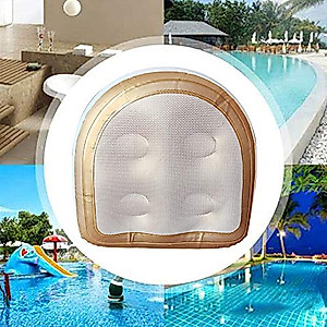 Hot Tub Booster Cushion w/Suction Cups, Inflatable Spa Cushion PVC Bathtub Pillow, Soft Seat Back Support Tub Booster Pad for Adults Kids at Home Spa & Rest (Gold)