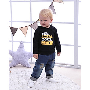 YALLET 2T 3T Toddler Baby Boy Clothes Fall Winter Outfit Sets Long Sleeve Letter Hoodies Top+Ripped Denim Pants 2pcs