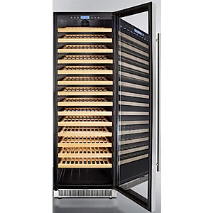 Summit Appliance SWC1926B 24" Wide Single Zone Wine Cellar For Built-In or Freestanding Use with Glass Door with Stainless Steel Trim, Digital Thermostat, Wooden Shelving and Factory-Installed Lock