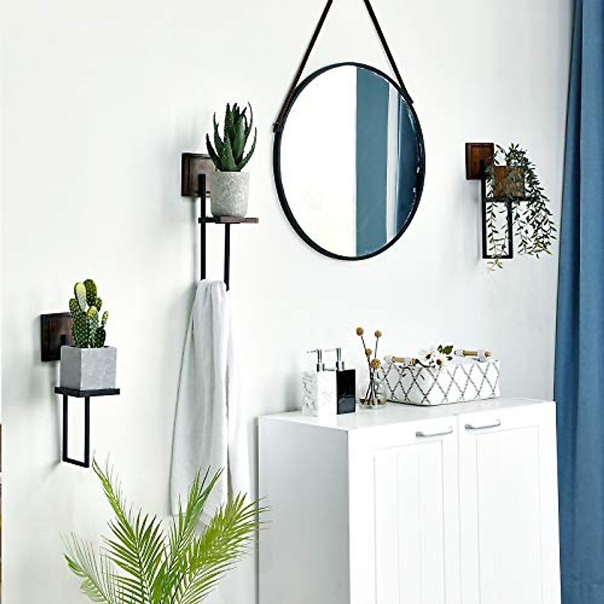 WELLAND Floating Shelf for Wall Rustic Wood Wall Shelves Hanging Planter Flower Pot Holder Sconce/Candle Holder Set of 3