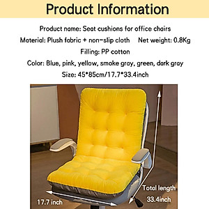 RUNLAIKEJI Plush Office Chair Cushion,One-Piece Office Chair Back Cushion for Back,Desk Chair Cushion with tie,Non Slip seat Cushion,Fit Desk Chair Cushion for Long Sitting(17.7 * 33.4inch)