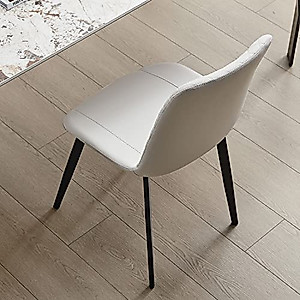 seonyou Beige Dining Chairs Set of 6 for Kitchen Dining Room, Upholstered Leather Mid Century Modern Dining Chair