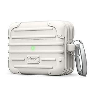 elago Suit Case Compatible with AirPods Pro Case [White] - Premium Silicone, Shock Absorbing Drop Protection, Supports Wireless Charging, Adhesive Tapes Included