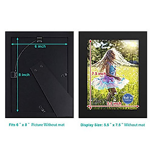 RPJC 6x8 inch Picture Frame Made of Solid Wood and High Definition Glass Display Pictures for Table Top Display and Wall Mounting Photo Frame Black