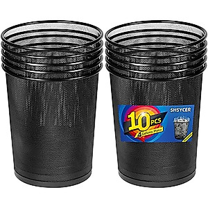 SHSYCER Black Mesh Trash Cans 4 Gallon, Mesh Office Trash Can 10 Pack, Metal Wire Wastebaskets, Waste Basket Trash Can, Small Trash Cans,Recycling Garbage Container Bin for Office, Home, Bedroom