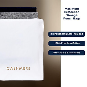 Cashmere Wool Sweater Storage Bag Pouch Set with integrated Cedar Wood