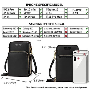 myfriday Small Crossbody Cell Phone Purse for Women, Mini Messenger Shoulder Handbag Wallet with Credit Card Slots A-black