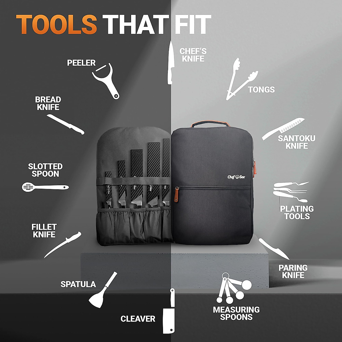 Chef Knife Bag | Premium Knife Case | Waterproof Material | Chefs Case with 30+ Pockets for Knives & Utensils | Culinary Gifts For Chefs & Students | Sturdy Travel Knife Bag (Black)