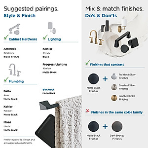 Amerock BH36000MB | Matte Black Single Robe Hook | 3-9/16 in. (90 mm) Length Towel Holder | Blackrock | Towel Hook for Bathroom | Bathroom Hardware | Bath Accessories