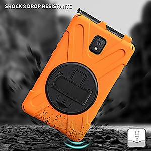 Case for Samsung Galaxy Tab Active 3 8" T570 T575 T577, Heavy Duty Shockproof Rugged 3 Layer Kids Durable Case with 360 Swivel Kickstand, Shoulder Strap & Hand Strap