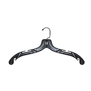 NAHANCO 2507BH Plastic Shirt/Dress Hanger with Black Swivel Hook, Medium Weight, 17", Black (Pack of 100)