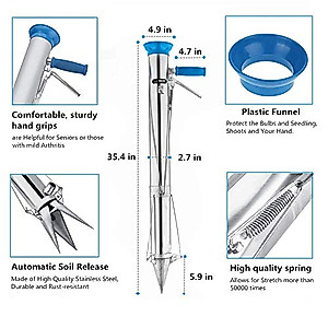 Ymachray Long Handled Bulb Planter Tools and Vegetable Seedling Tool Manual Plant Transplanter Bulb Planter
