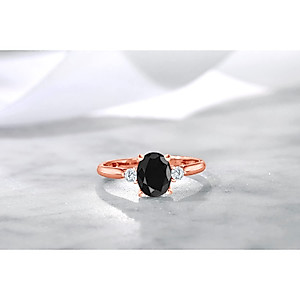 Gem Stone King Build Your Own Ring - Oval Birthstone in White Created Sapphire 10K Rose Gold Ring (Size 9)