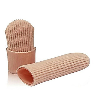 SOHLER 6 Packs Closed Toe Caps Finger Covers Sleeve Protectors, Stretchable Fabric Lined with Soft Gel (Small 3/8"x 2-1/2")