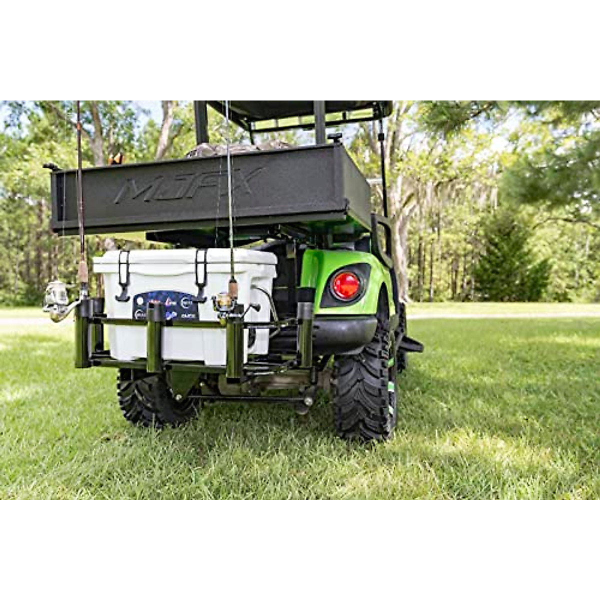 GTW Hitch Mount Cooler Rack & Rod Holder for GTW MACH3 Golf Cart Rear Seats | Compatible with EZGO, Club Car, and Yamaha Golf Cart Models | Fits Any 2 inch Receiver